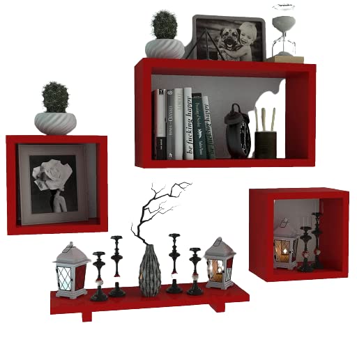 Brother Furniture Wooden Floating Wall Shelf with 4 Shelves - MDF Wall ...