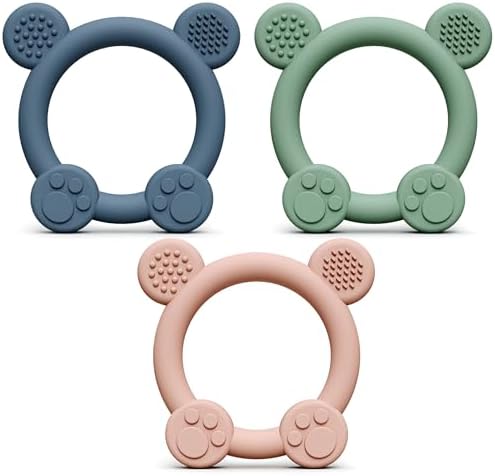 Amazon.com : PandaEar 3 Pack Silicone Teething Toys - Baby Teething ...