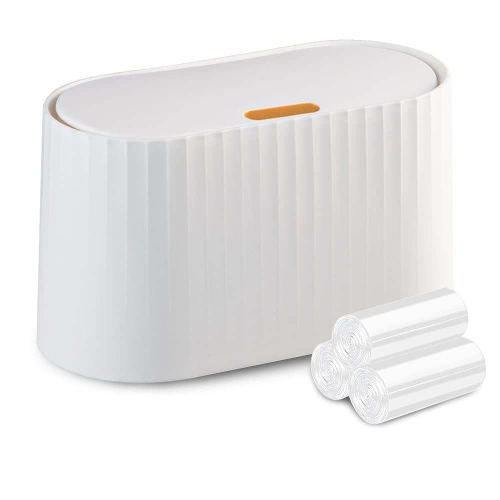 SHAIDOJIO Mini Desk Trash Can Small Desktop Bin with Lid, Slim Desk Top ...