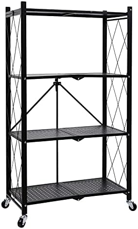 Amazon.com: Lifetime Home 4-Tier Foldable Storage Shelf with Wheels ...