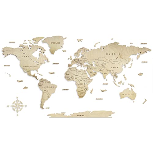 Amazon.com: World MAP Classic World Map | High Quality Wooden World Map ...