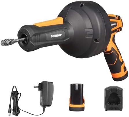 VEVOR 12V Electric Drain Auger, 25FT Cordless Plumbing Snake Auto Feed ...