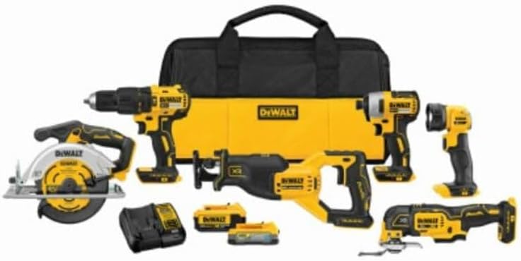 DEWALT 20V MAX Power Tool Combo Kit, 6-Tool Cordless Power Tool Set ...