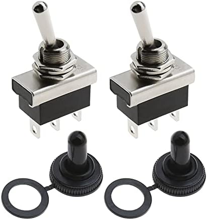 EMSea 2 Pcs 3 Pins ON-Off-ON SPDT Toggle Switch with Waterproof Cover ...