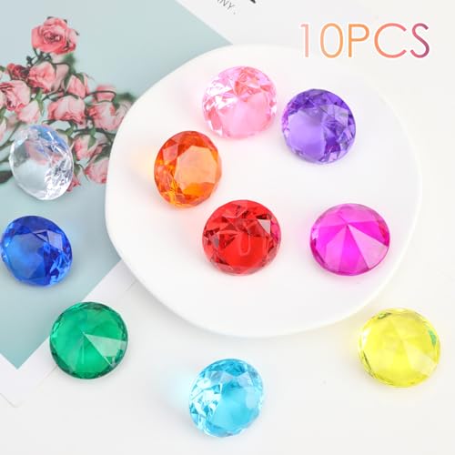 TWOBUD 8 Pcs Big Size Kids Acrylic Diamond Gems Jewels Pirate Gems Set ...