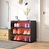 Amazon.com: Holaki LED Shoe Storage Box,Wooden Shoe Cabinet with Glass ...