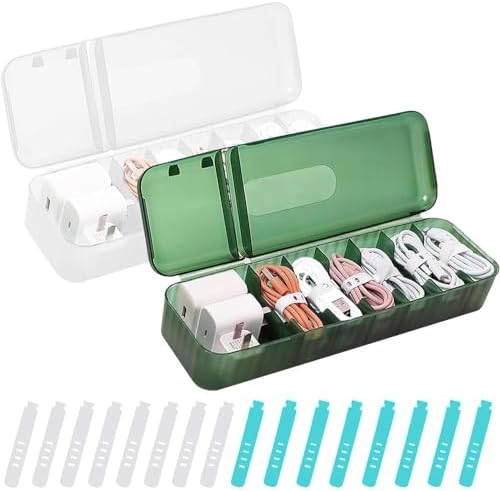 2 Stück Kabel Aufbewahrungsbox mit Deckel,Kabel Organizer Box mit 24 ...