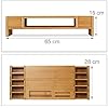 Relaxdays Bamboo Monitor Stand, 14 Compartments, Ergonomic Monitor ...