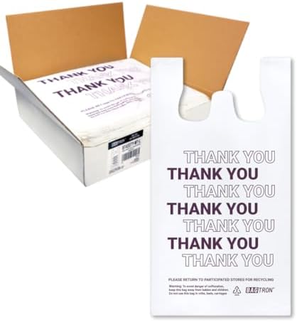 Amazon.com: Bagtron Thank You T-Shirt Carry-Out Bags, Disposable ...