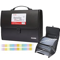 Amazon.com : TRANBO Letter Size/A4 Expanding File Folder, 26 Pockets with Durable Handle, Black ...