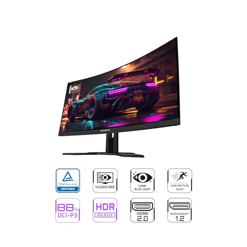 GIGABYTE G27QC A (27" 165Hz 1440P Curved Gaming Monitor, 2560 x 1440 VA ...