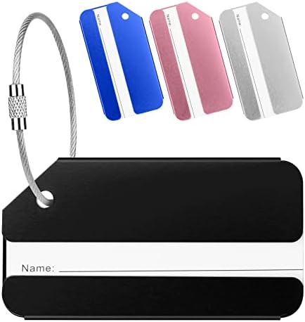 Luggage Tags, 4Pcs Aluminum Alloy Baggage Labels, Suitcase ID Tag Set ...