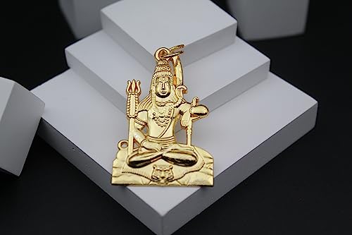Buy Dharmsaar Gold Plated Shankar Pendant Brass with Rudraksha Mala ...