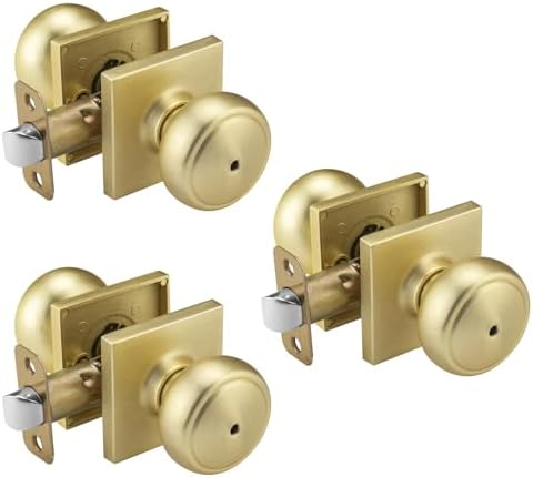 NCSEN 3 Pack Gold Door Knobs Interior, Coastal Door Knob with Lock ...