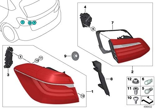 BMW Genuine Rear Light Lamp - Side Panel Left N/S Passenger F46 2 ...