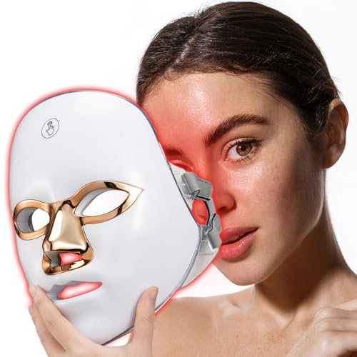 Red Light Mask For Face, 7+1 Colors Face Mask Light, At Home Red Blue ...