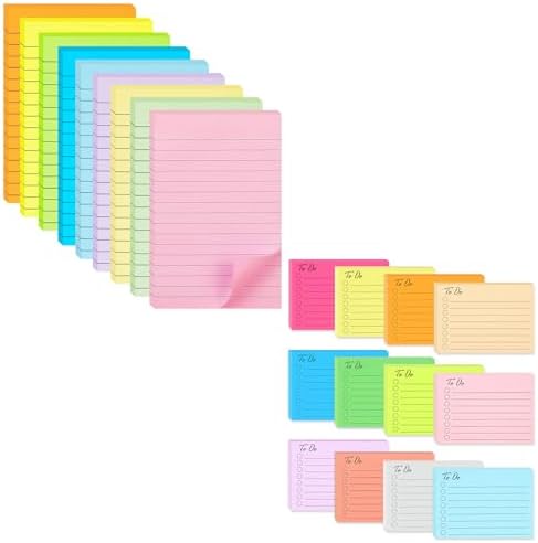 Amazon.com : 9 Pack 4x6 Linded Sticky Notes and 12 Pack 3x4 to Do List ...