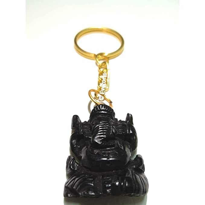 Yash Creation Black Ebony Wood (Karungali Kattai) Ganesha keychain for ...