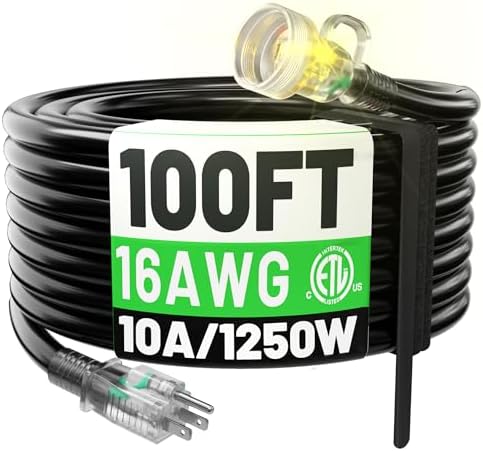 Rocky Mountain Cable 100 Foot Outdoor Extension Cord - 3 Prong Weather ...