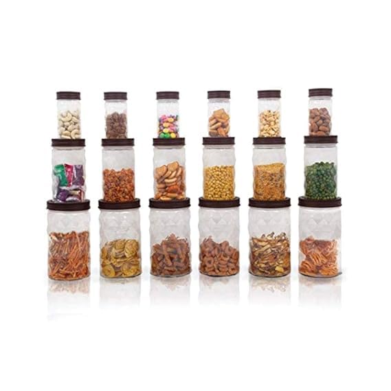 Buy SIMPARTE Twister Airtight Jar, Set of 18 Pieces, Clear, Diamond ...