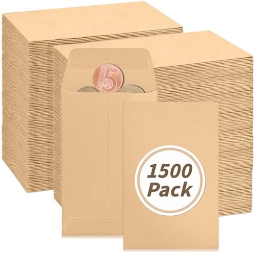 Amazon.com : 1500 Pack Small Coin Envelopes Brown Kraft Small Cash ...