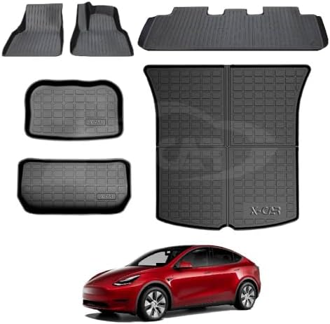 X-Car Floor Mats Interior Liners 6 Pcs Set for Tesla Model Y 2022-2025 ...