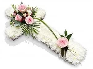 Amazon.com: Funeral Flowers to say Goodbye - stunning Cross in White ...