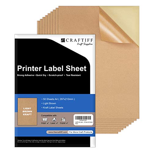 Buy Craftiff Kraft Labels Stickers Printable Paper Brown Color for ...