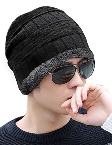 Buy ADBUCKS Snow Proof Inside Fur Unisex Wool Beanie Cap Warm Knit Hat ...