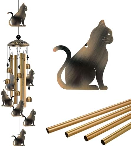 Amazon.com : Outdoor Cat Wind Chimes Decor, Memorial Wind Chimes ...