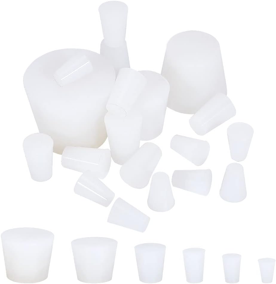 Amazon.com: BENECREAT 19pcs Solid Silicon Rubber Stopper, 6 Size White ...