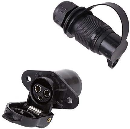 ETUKER 3 Pin Trailer Plug and Socket, 12V Waterproof Connectors for ...