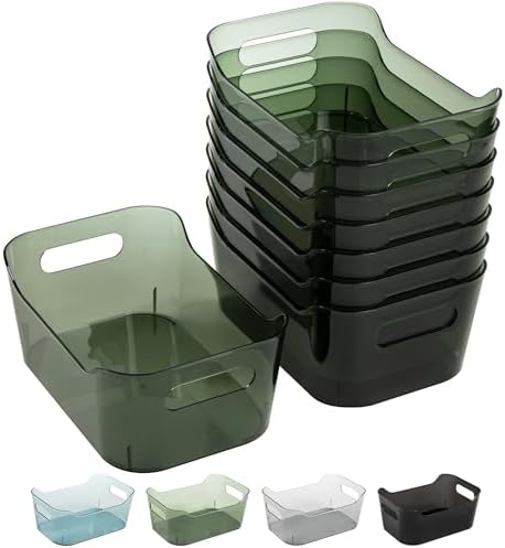Amazon.com: Tiawudi 8 Pack Plastic Storage Bins, Clear Pantry ...