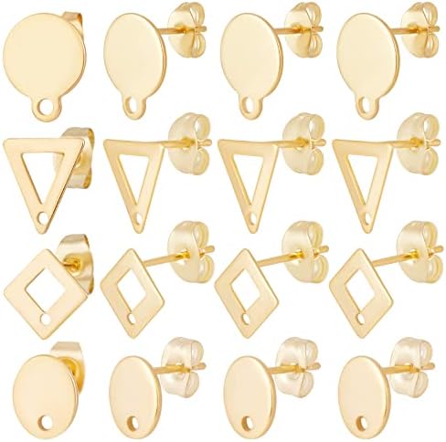 Amazon.com: Beebeecraft 1 Box 80Pcs 4 Style 24K Gold Plated Stud ...