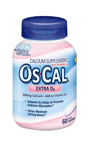 Os-Cal Extra D3, Calcium (500mg), Vitamin D3 ( 600 IU), 60 Coated Caplets
