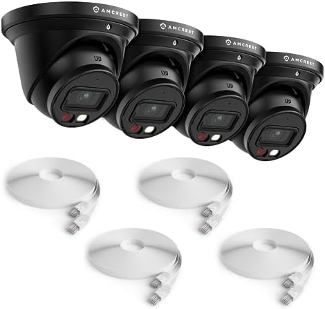 Amazon.com : Amcrest 4PACK 5MP IP PoE AI Camera w/ 49ft Color Night ...