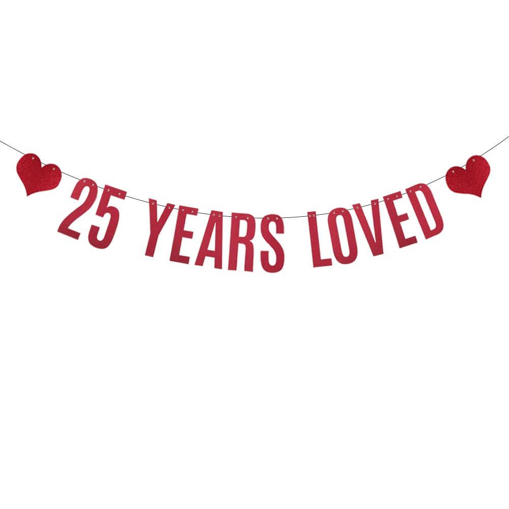 Amazon.com: 25 YEARS LOVED Banner,Pre-Strung, 25TH 25 Years Old ...