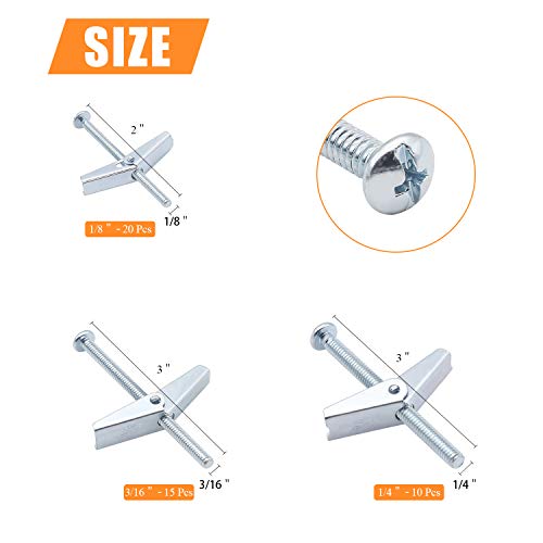 Snapklik.com : HELIFOUNER 45PCS Toggle Bolt And Wing Nut For Hanging ...