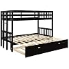 Amazon.com: KLMM Twin Over Pull-Out Bunk Bed with Trundle, Wooden Twin ...