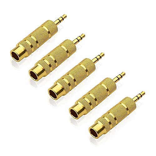 ESPtronics (5 Pcs) Stereo to Mono Adapter Gold Plated 3.5mm Stereo Male ...