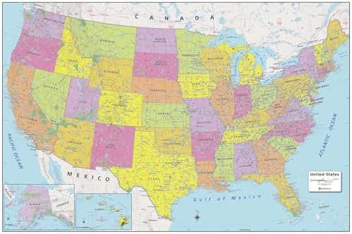 Amazon.com : MapSherpa: United States Wall Map - 36 x 24 inch Poster ...