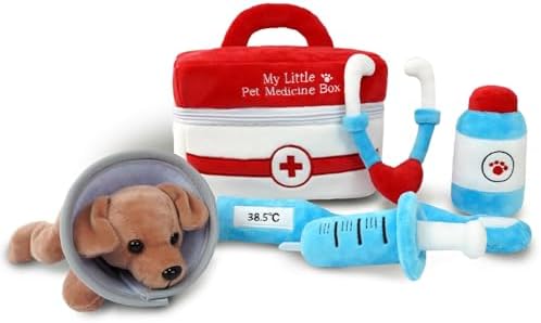 Amazon.com: Stuffed Plush Pet Vet Kit for Baby Toddler, 6-Pcs My Little ...