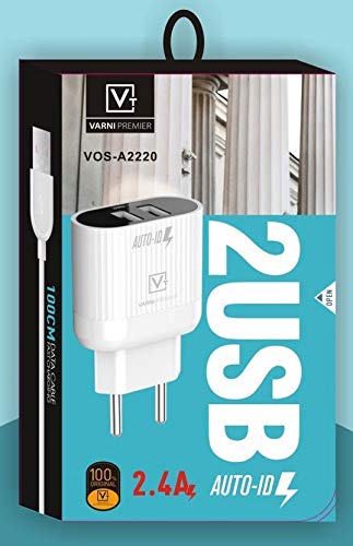 Mobile Hub Varni Premier VOS-A2220 2.4A 2 USB Wall Charger Cable Size ...