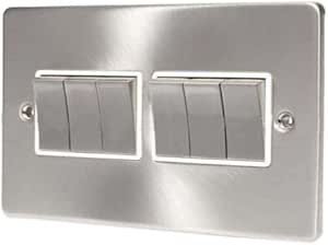 SATIN CHROME 6 GANG 2 WAY 6 AMP LIGHT SWITCH C310BCW : Amazon.co.uk ...