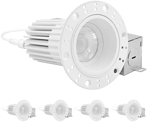 LUXRITE Trimless 2 Inch LED Recessed Lighting with Junction Box, CRI 90 ...