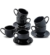 Amazon.com: Hasense Black Coffee Mug Porcelain Set of 4 with Rack - 12 ...