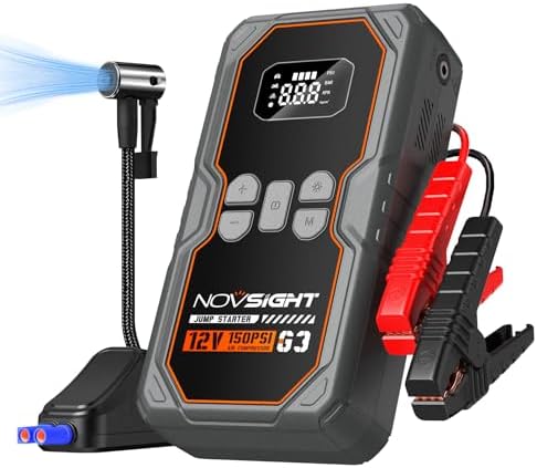 NOVSIGHT Jump Starter with Air Compressor - 6250A Portable Battery Jump ...