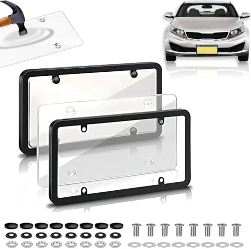 Amazon.com: Clear License Plate Covers - 2 Pack Heavy Duty Universal Cover for Front and Rear ...