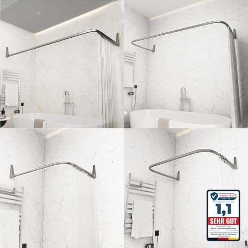 YTREDF U-shaped Shower Curtain Rail for Bathtubs, Curved Bath Curtain ...