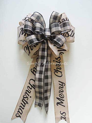 Amazon.com: Rustic Black Tan Check Christmas Wreath Bows Tan Black ...